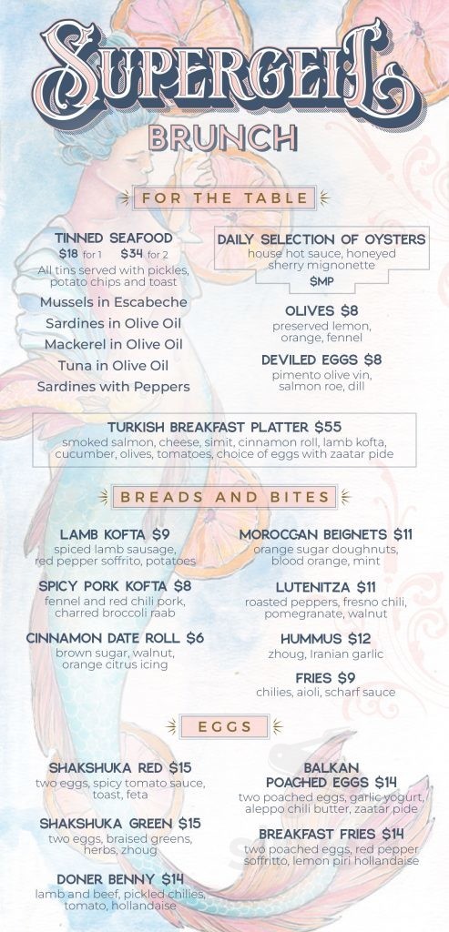 Supergeil menu in Detroit, Michigan, USA
