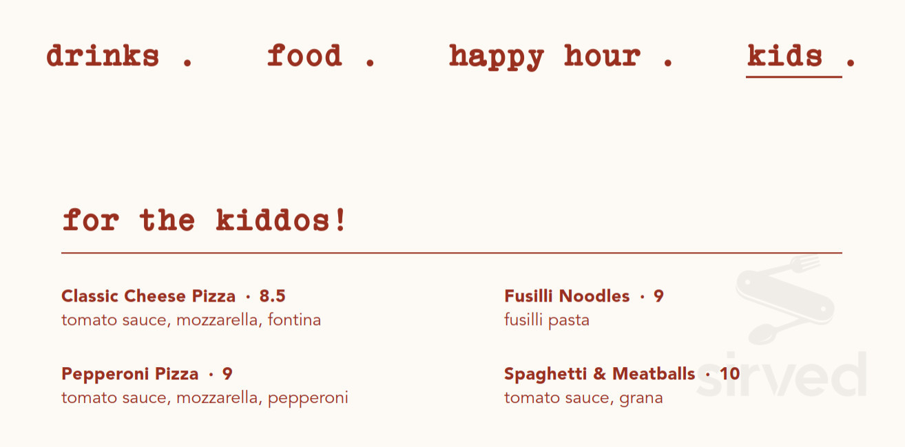 Fiasco menu in Seattle, Washington, USA