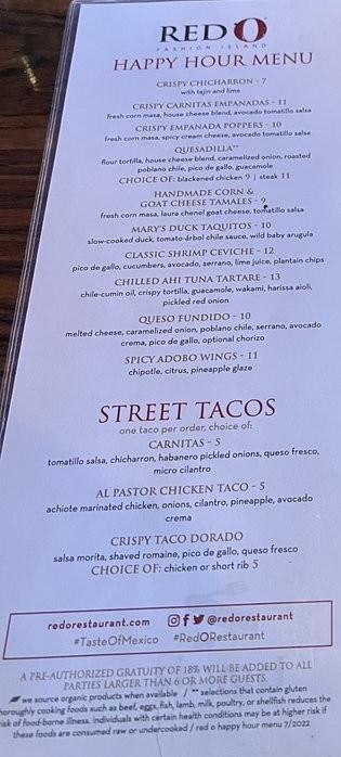 RED O RESTAURANT NEWPORT BEACH menu in Newport Beach, California, USA