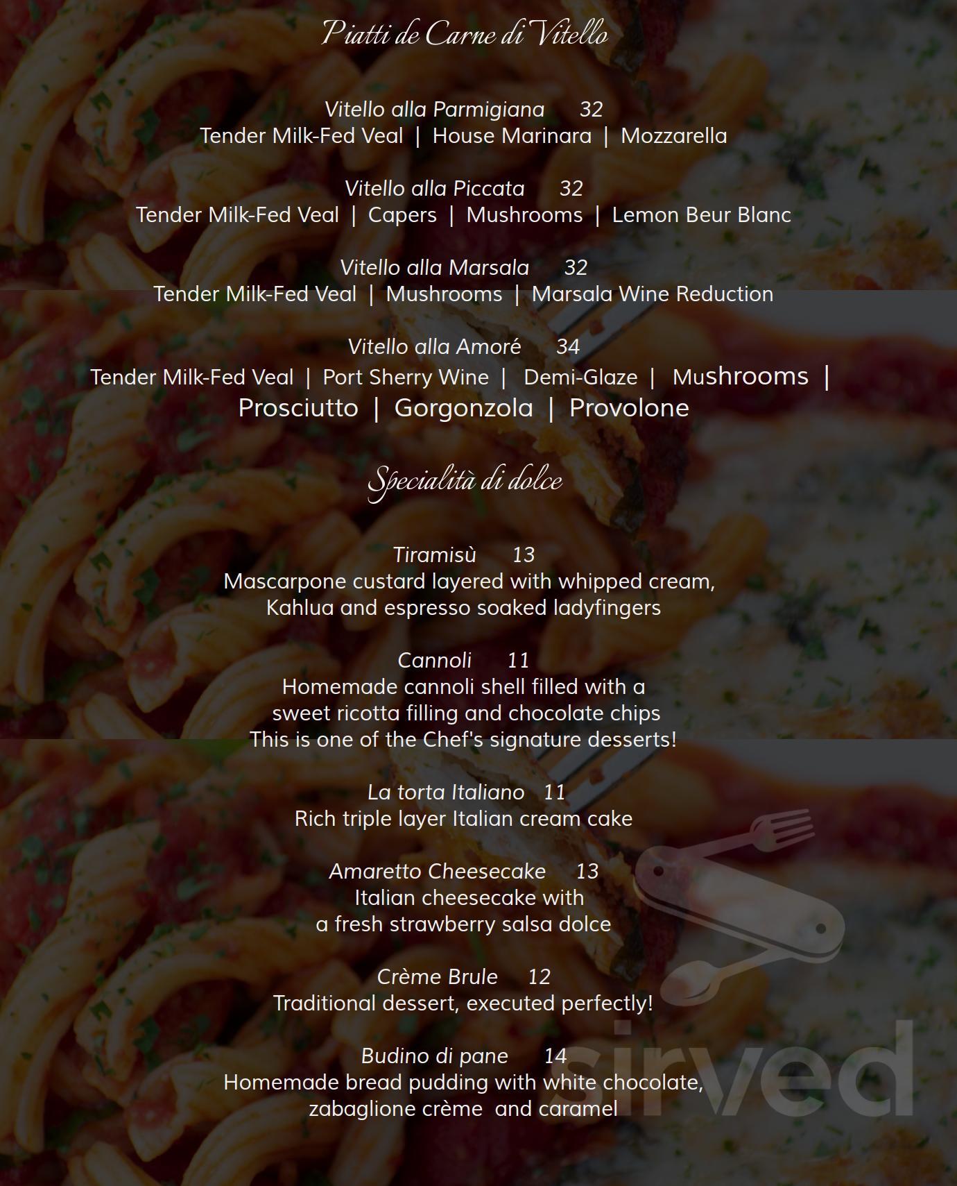 Menu - Birmingham AL's Amore Ristorante Italiano | Sirved