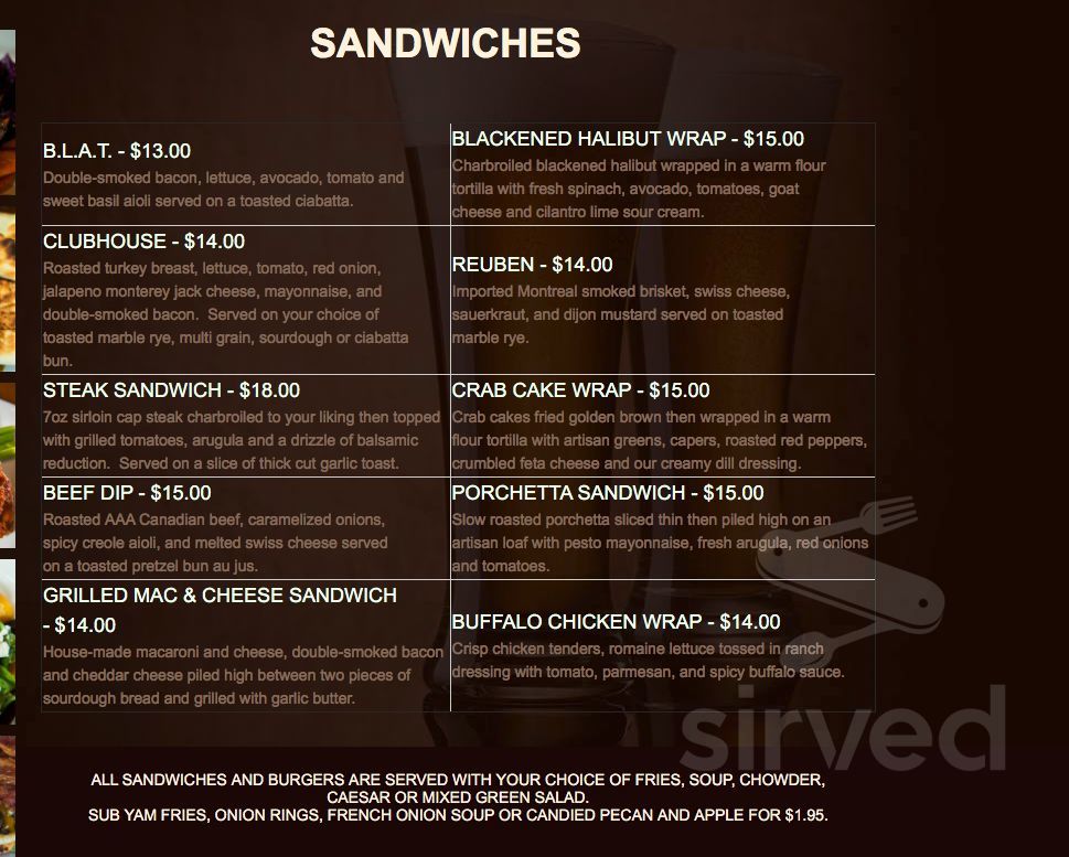 Menu for The Beagle Pub in Victoria, BC | Sirved