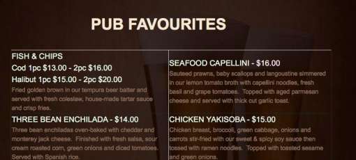 Menu for The Beagle Pub in Victoria, BC | Sirved