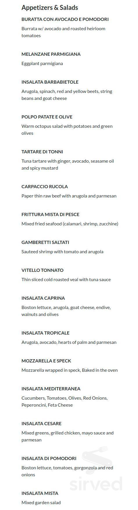 Cafe Epicure menu in Sarasota, Florida, USA