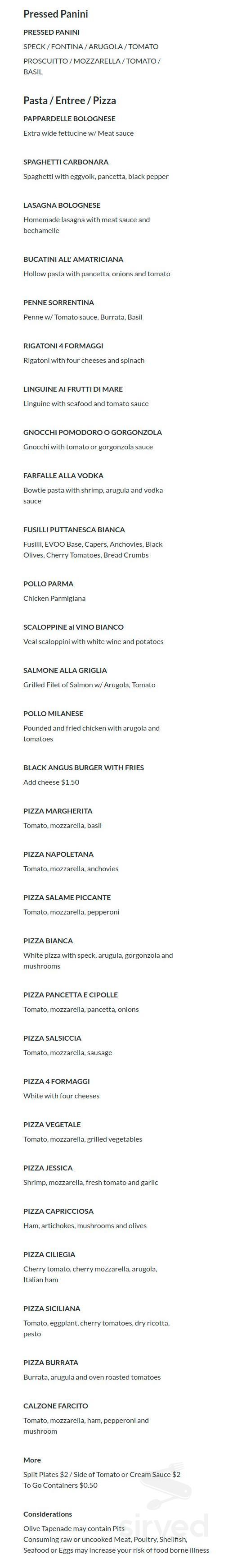 Cafe Epicure menu in Sarasota, Florida, USA