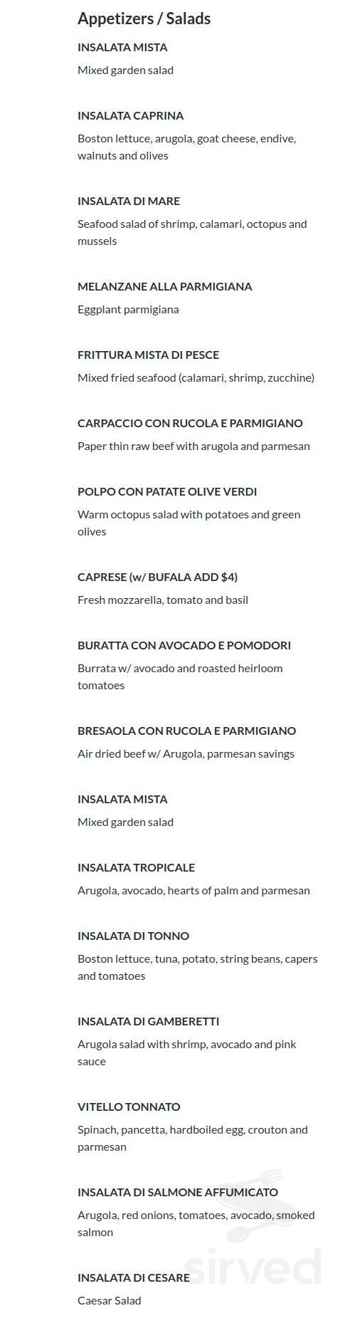 Cafe Epicure menu in Sarasota, Florida, USA