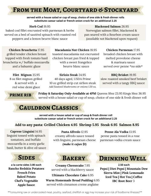 Shakespeare's Restaurant & Pub menu in Ellwood City, Pennsylvania, USA
