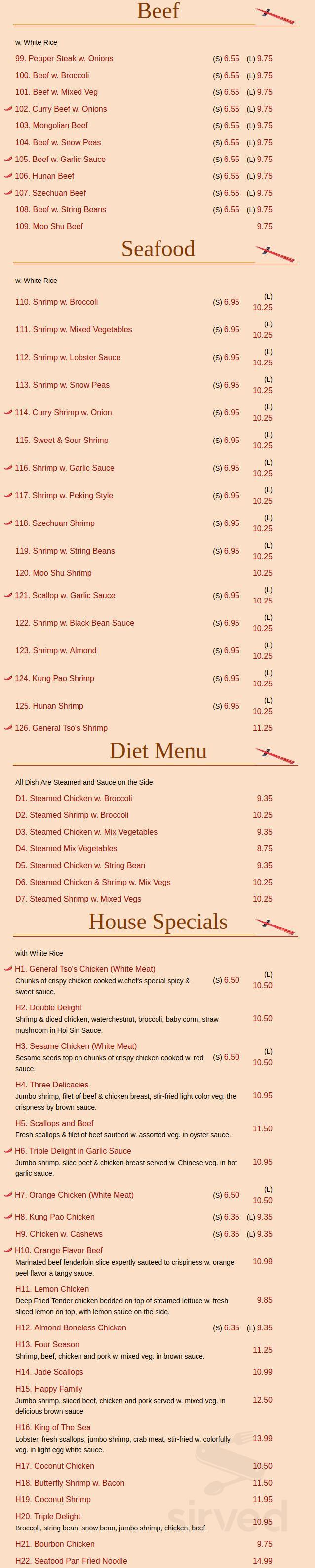Menu - Livonia MI's China Inn chinese restaurant | Sirved