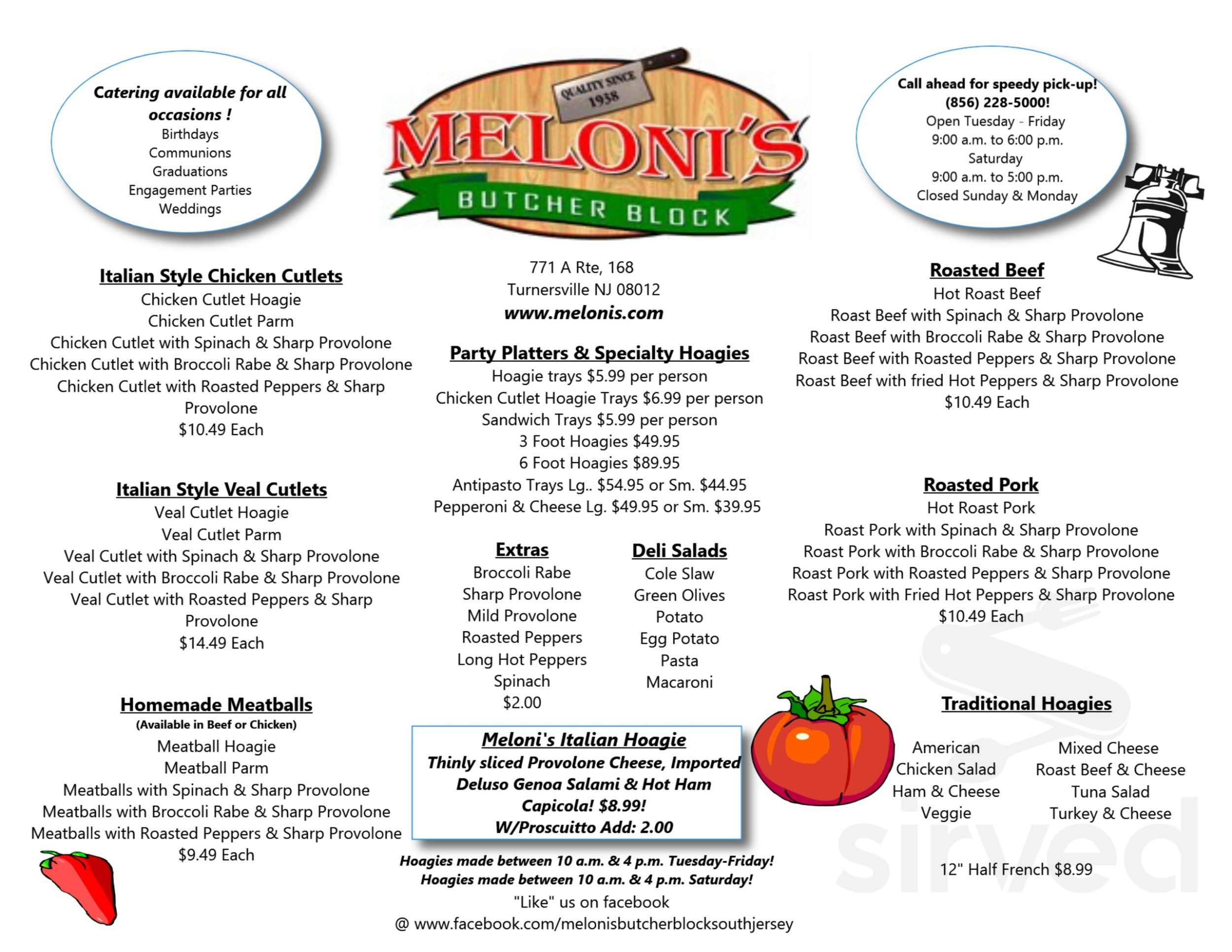 Meloni's Butcher Block menu in Blackwood, New Jersey, USA