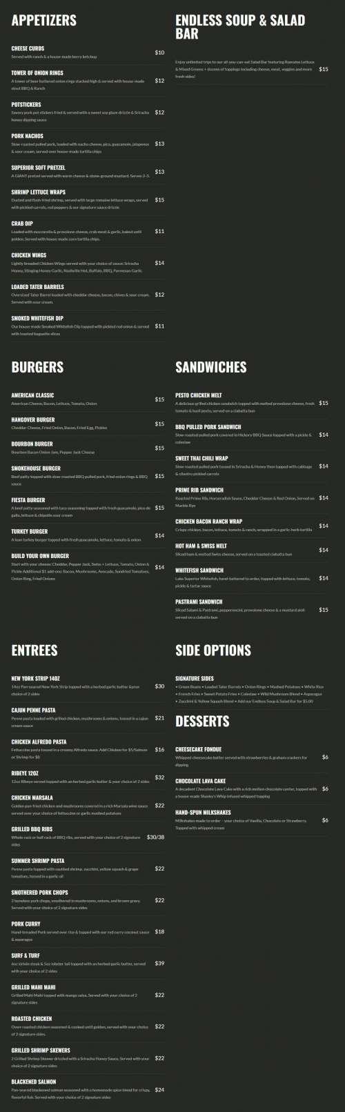 The Local Bar & Grille menu in Ashland, Wisconsin, USA