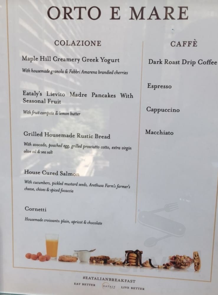 Eataly NYC Downtown menu in New York, New York, USA