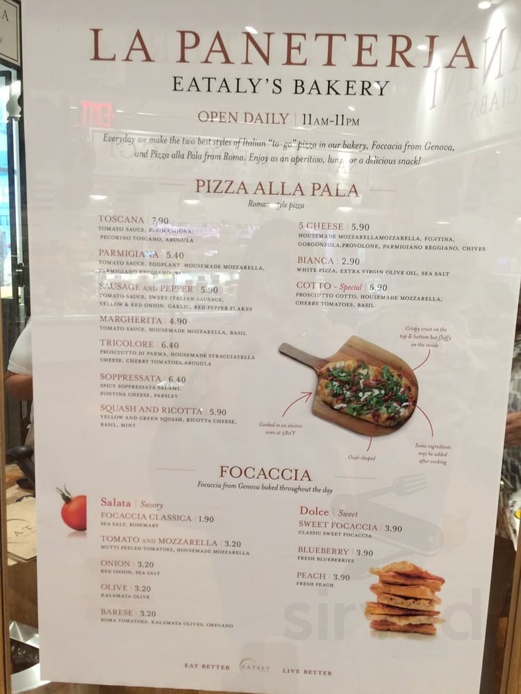 Eataly NYC Downtown menu in New York, New York, USA