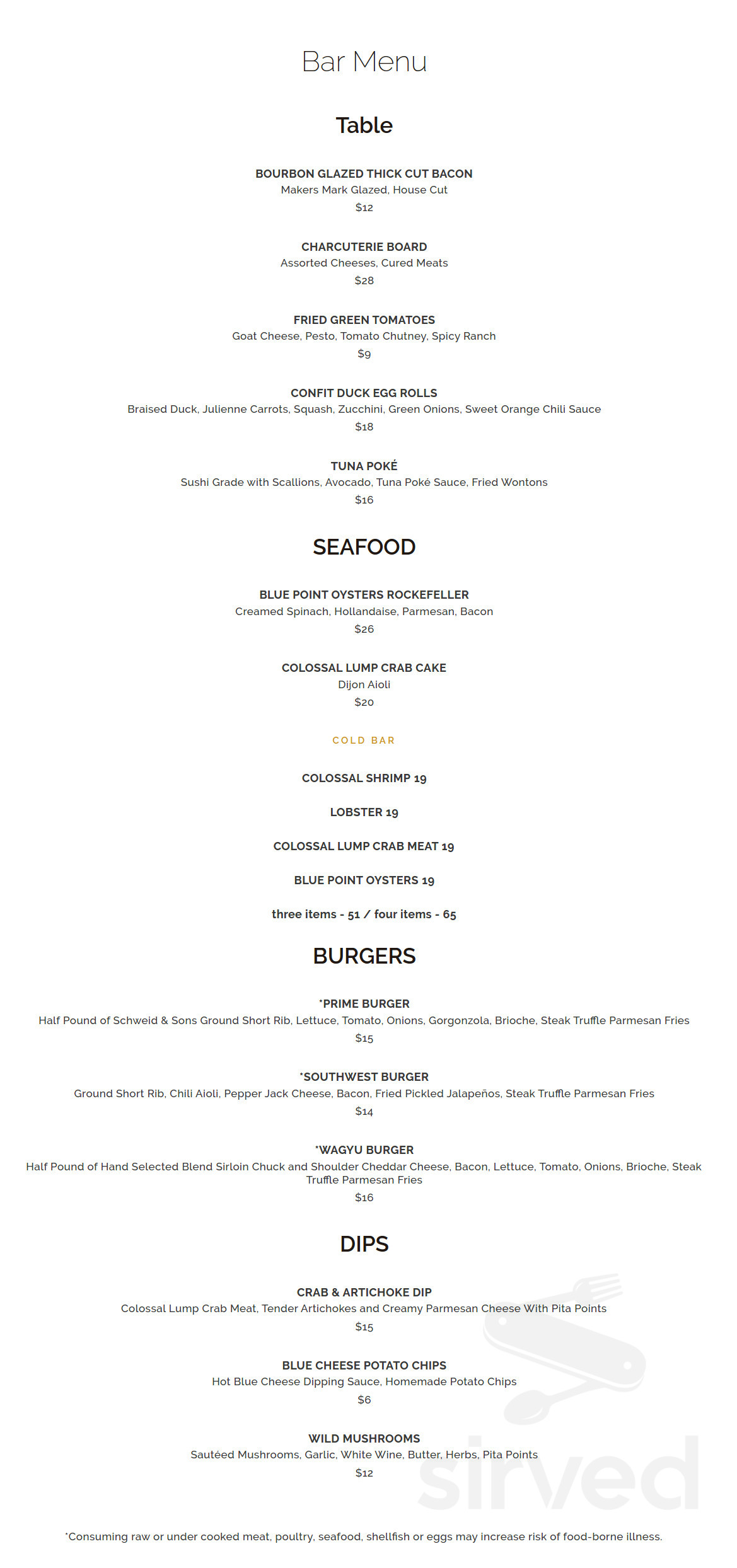 Cotton Calf Kitchen menu in Braselton, Georgia, USA