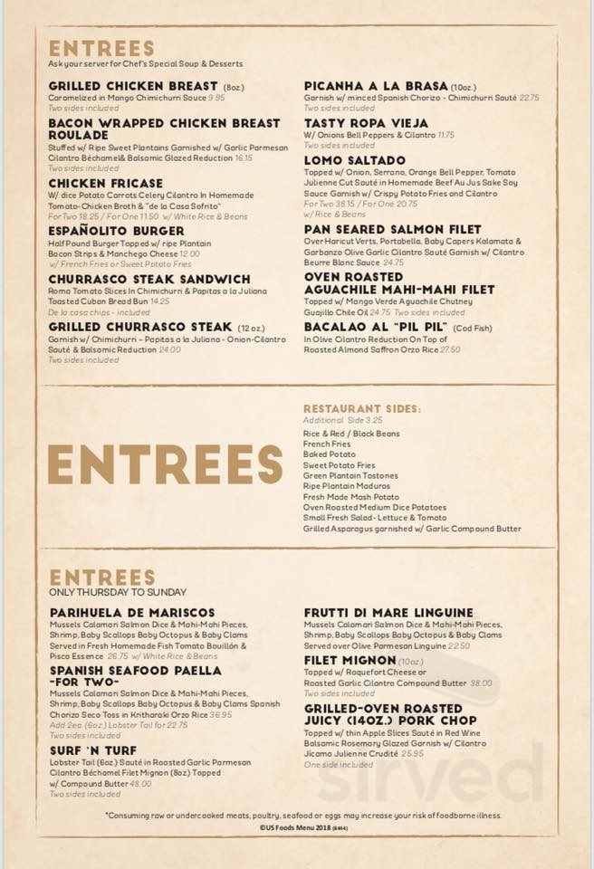 Menu - Miami FL's Despensa Creative Cuisine | Sirved