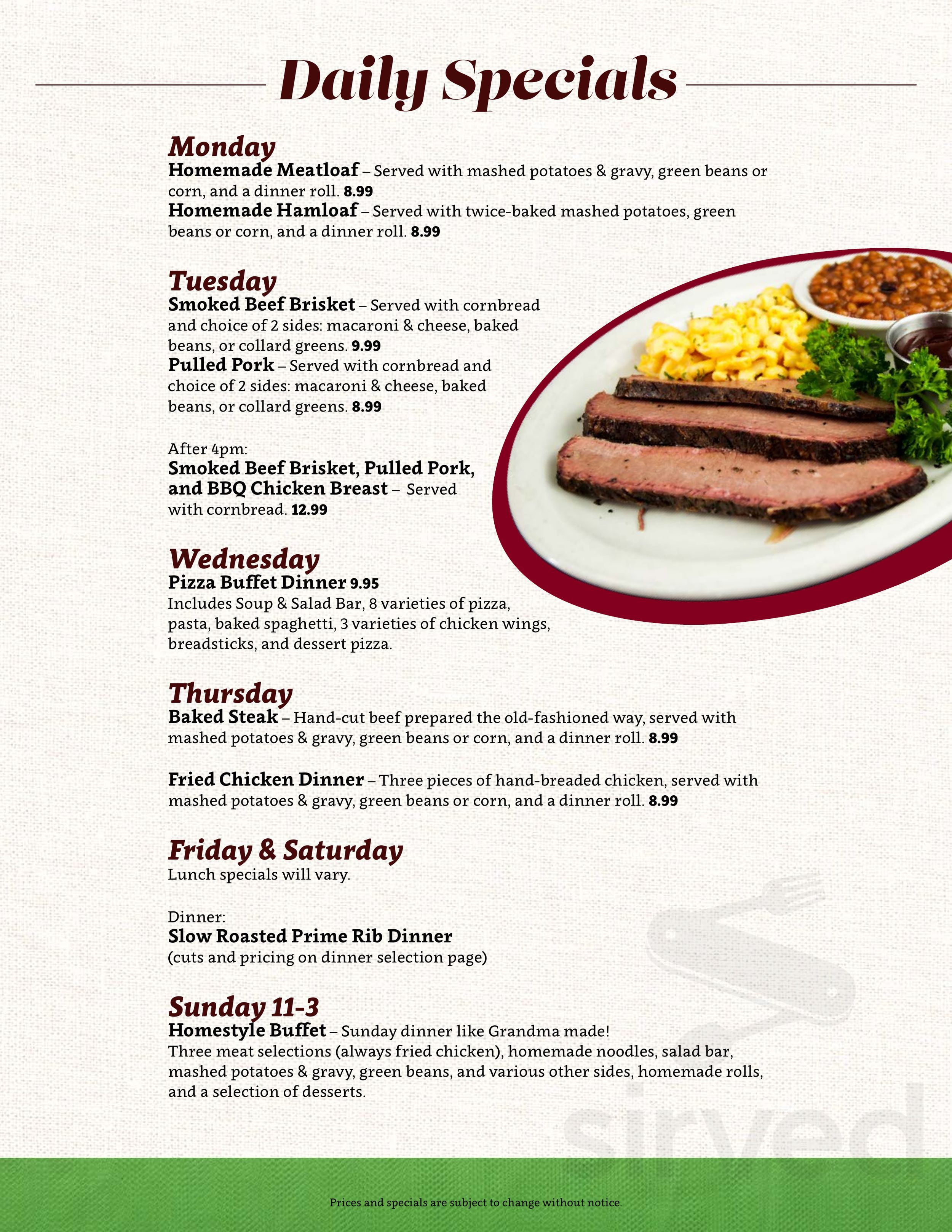 The Willow Restaurant menu in Washington Ct Hs, Ohio, USA