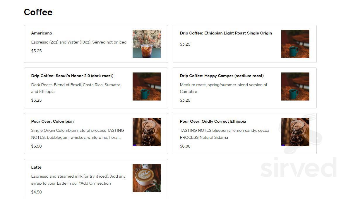 Scout Coffee menu in Blue Springs, Missouri, USA