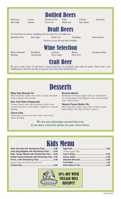 Village Deli Sub & Pub menu in Augusta, Georgia, USA