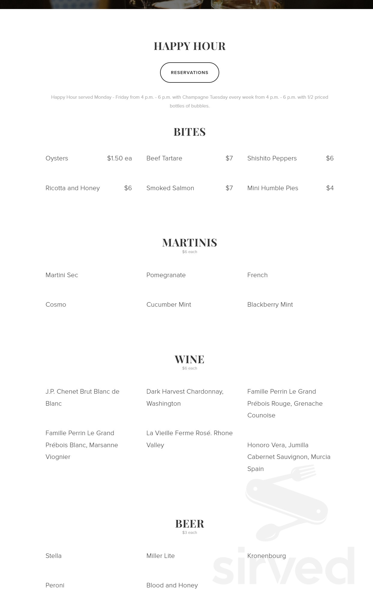 Menu for Mercat Bistro in Dallas, TX | Sirved