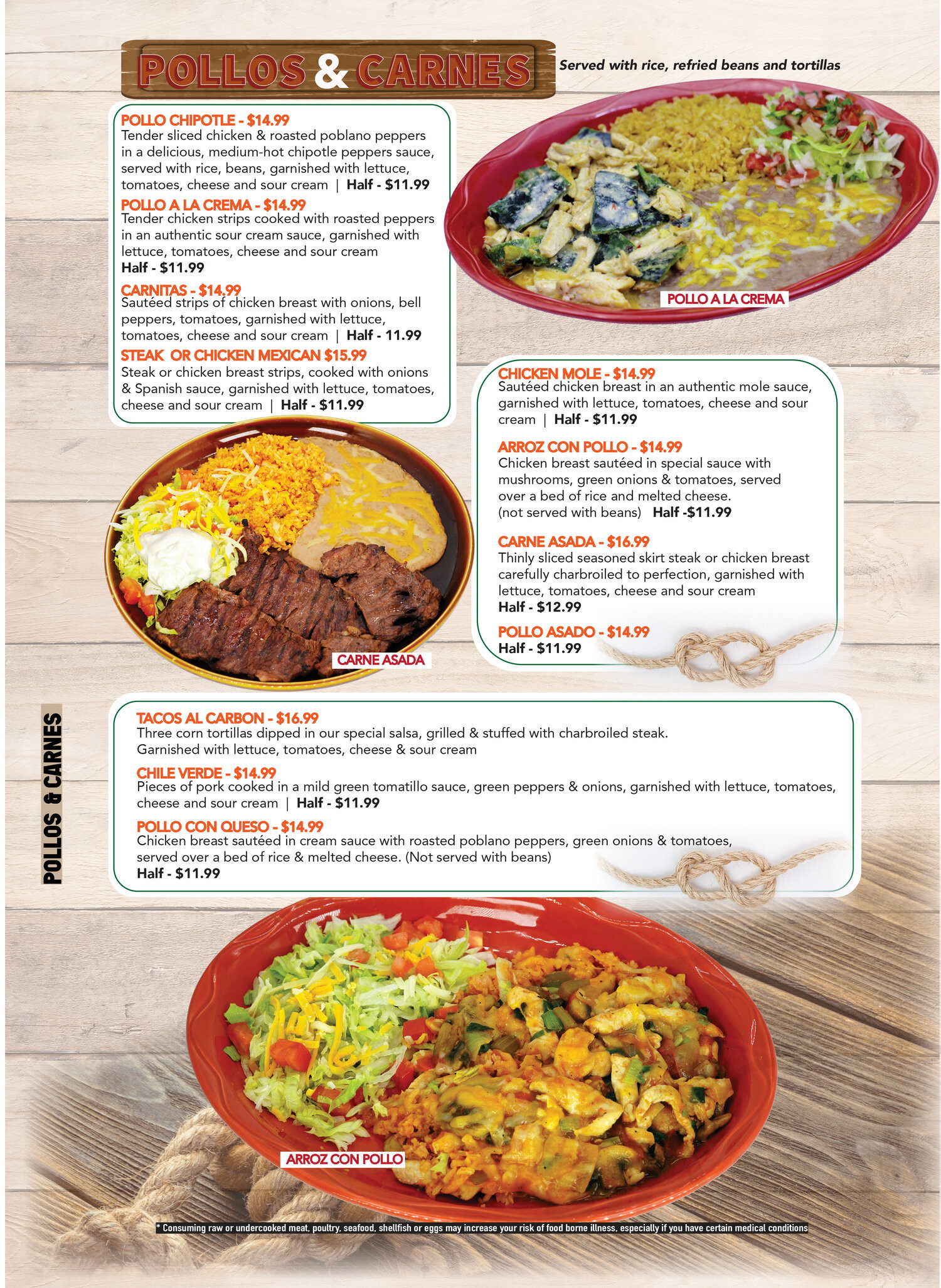 Rancho Chico menu in Stuart, Florida, USA