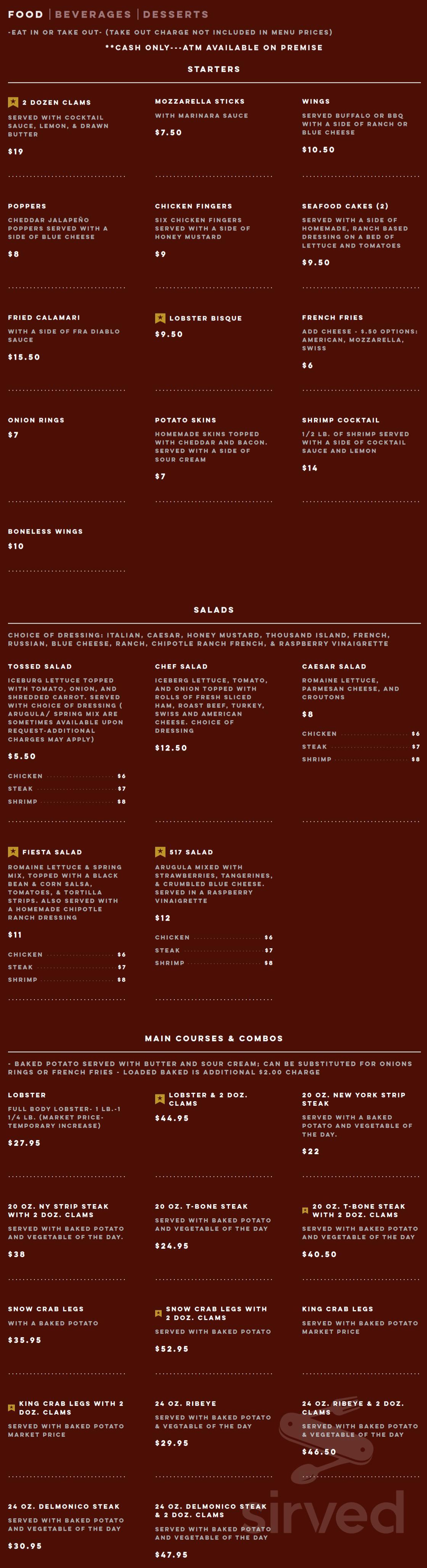 Pub 517 menu in Green Township, New Jersey, USA