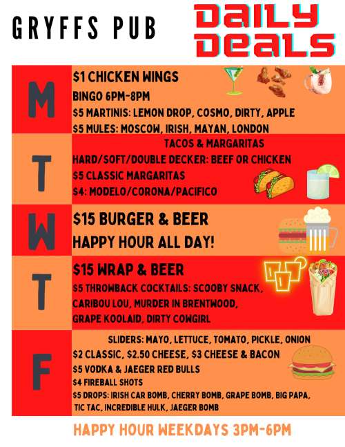 Gryff's Pub - Eugene menu in Eugene, Oregon, USA