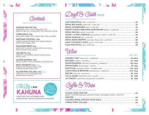 Mahalo menu in Chicago, Illinois, USA