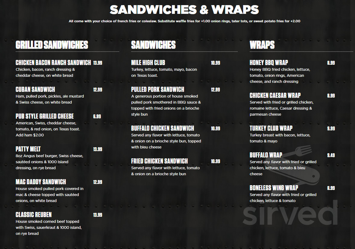 Menu - South Hadley MA's Hangar of South Hadley | Sirved