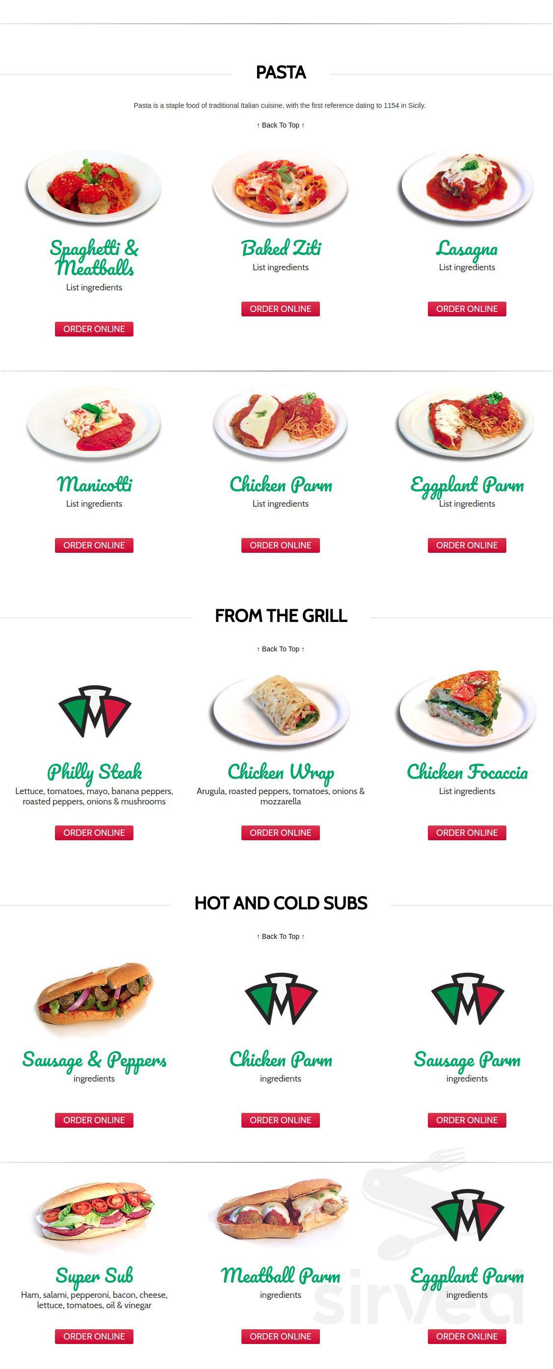 Marabella Pizza & Grill menu in Washington, North Carolina, USA