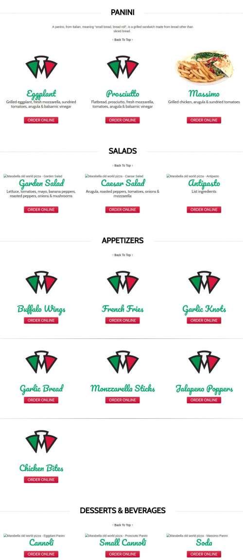 Marabella Pizza & Grill menu in Washington, North Carolina, USA