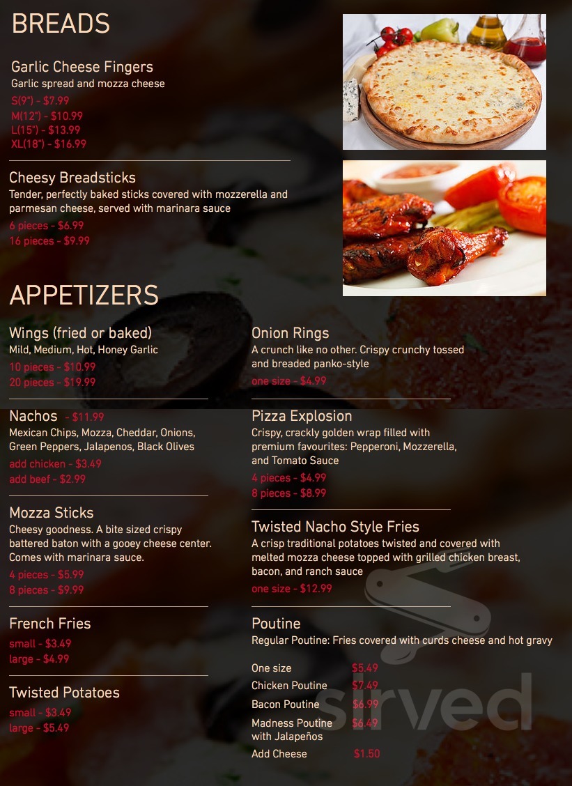 Gisele's Pizzeria Oromocto menus in Oromocto, New Brunswick, Canada