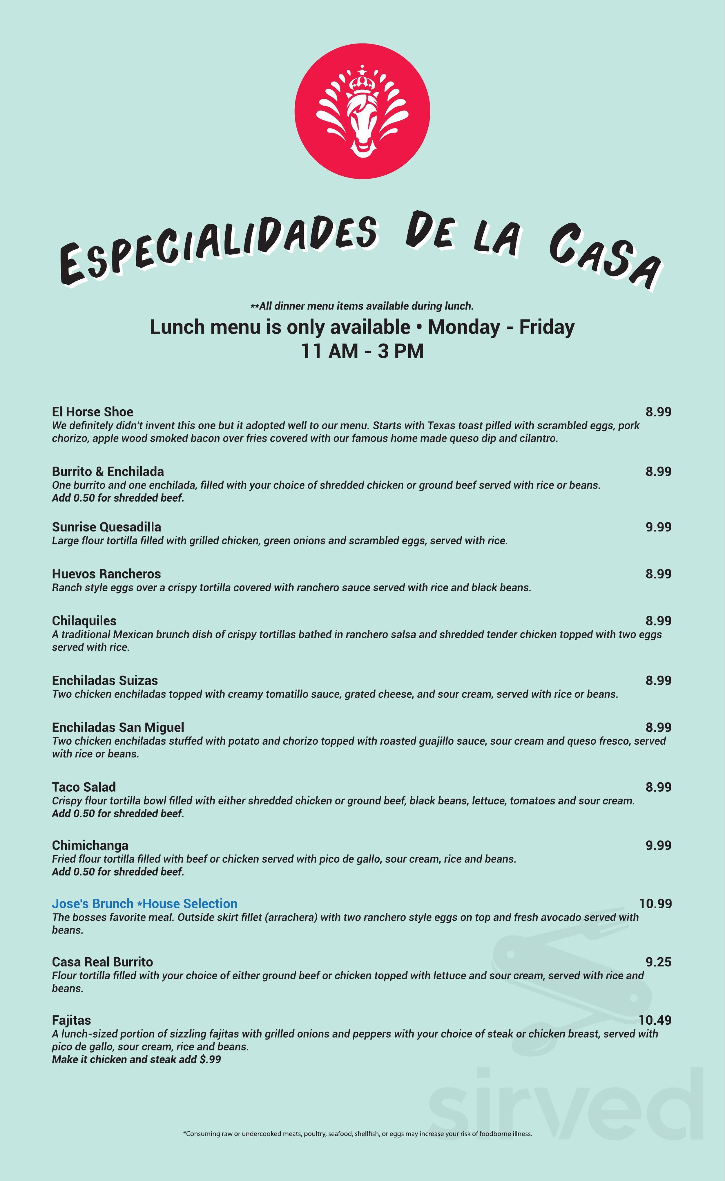 Casa Real Cantina & Grill menu in Springfield, Illinois, USA