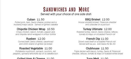 Menu for Tollgate Inn Restaurant & Saloon - Sandy, OR | Sirved