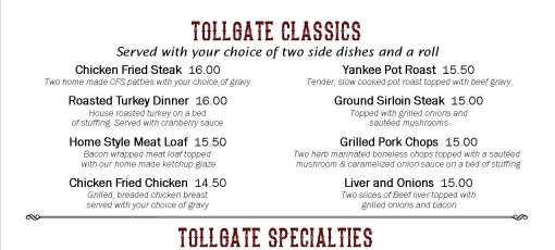 Menu for Tollgate Inn Restaurant & Saloon - Sandy, OR | Sirved