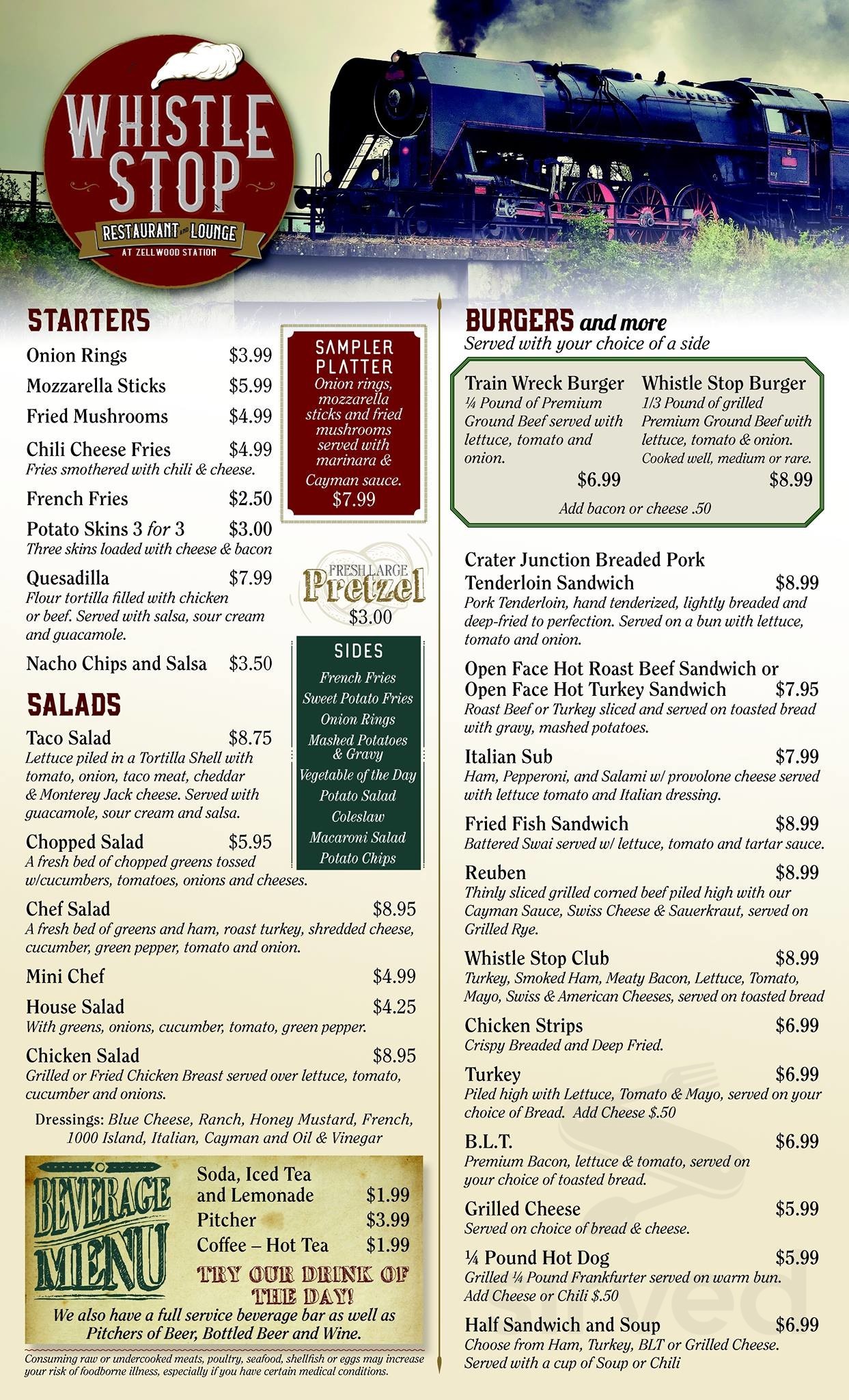 Menu for Whistle Stop Lounge Restaurant in Zellwood, FL | Sirved