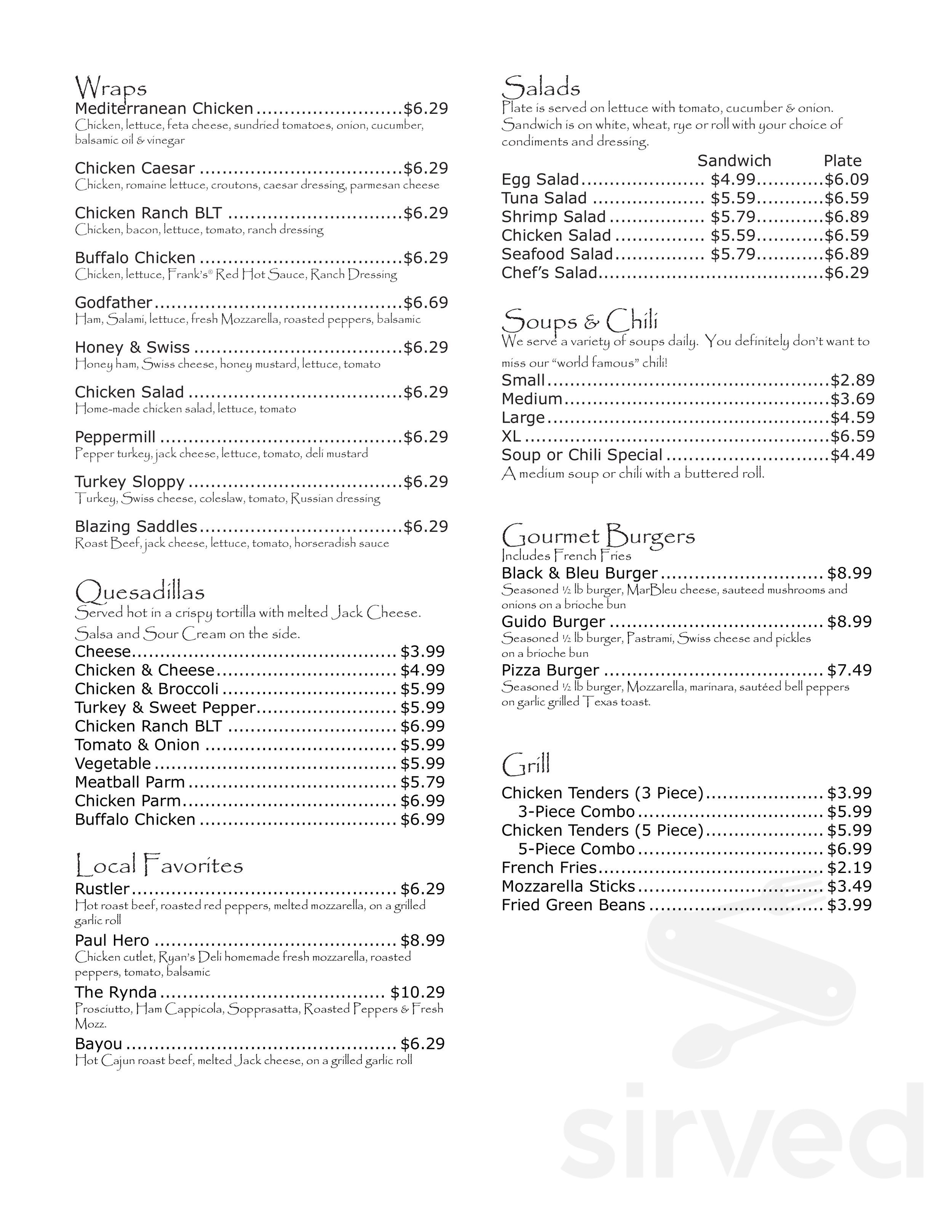Ryan's Deli menus in Lords Valley, Pennsylvania, United States
