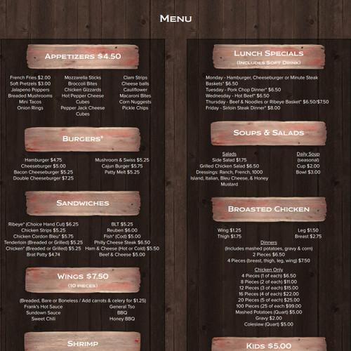 Sundown Bar & Grill menu in Williamsburg, Iowa, USA