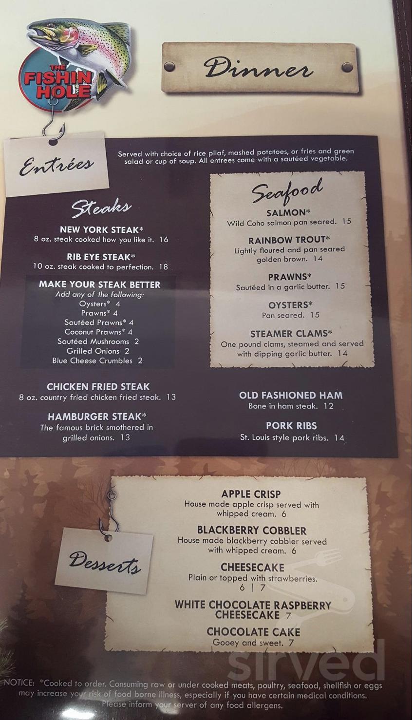 Fishin Hole Restaurant menus in Montesano, Washington, United States