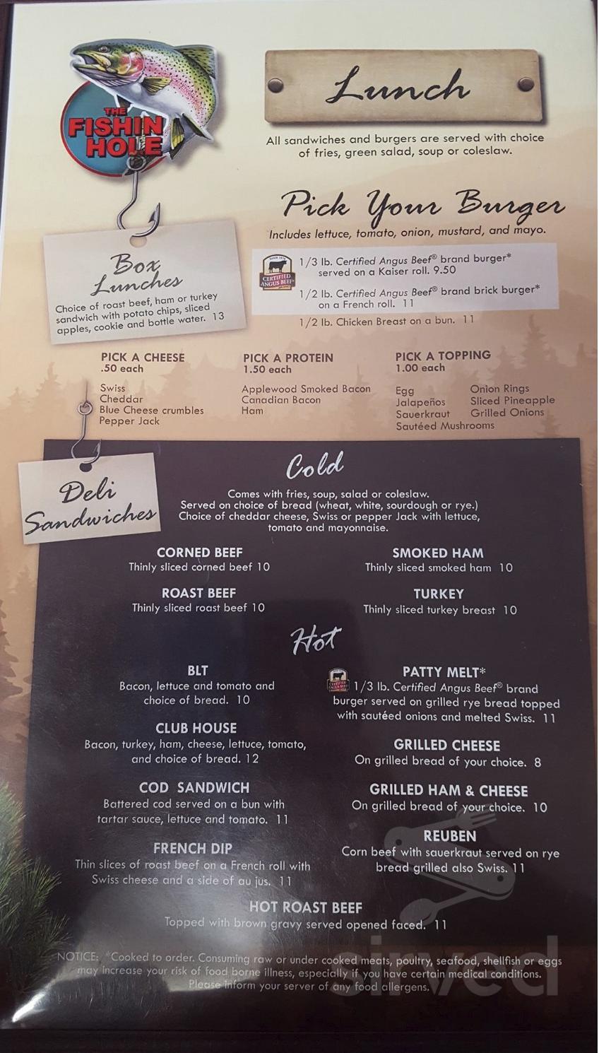 Menu for Fishin Hole Restaurant in Montesano, WA | Sirved