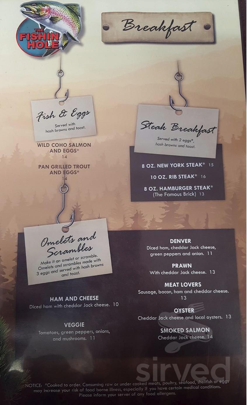 Menu for Fishin Hole Restaurant in Montesano, WA | Sirved