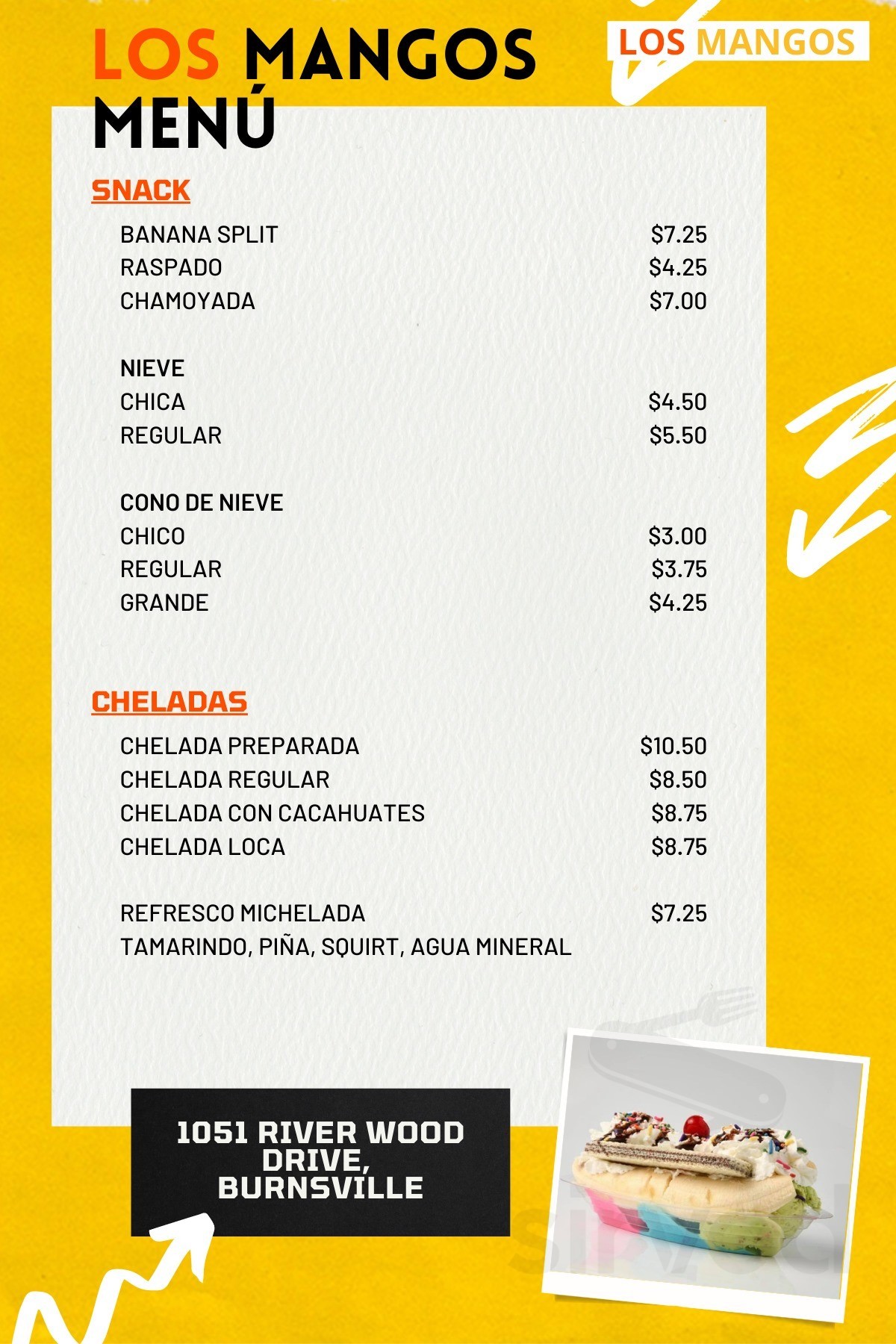 Menu - Burnsville MN's Los Mangos Fruteria ice cream | Sirved