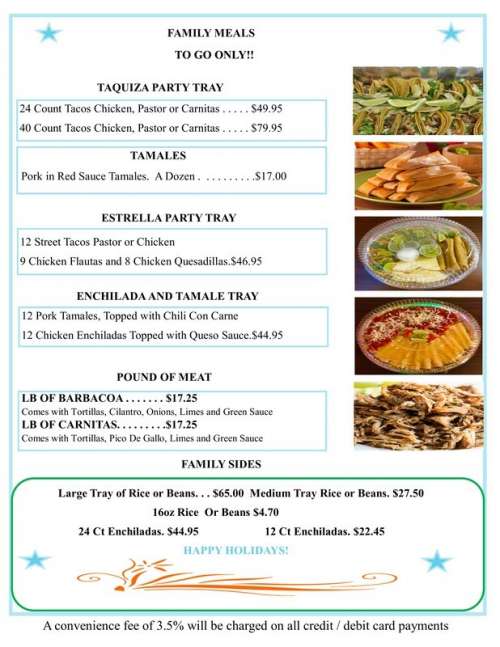 Taqueria La Estrella menu in Mineral Wells, Texas, USA