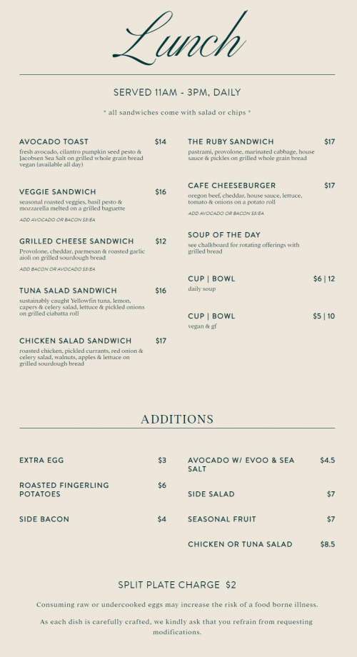 Flower House Cafe menu in Langley, Washington, USA