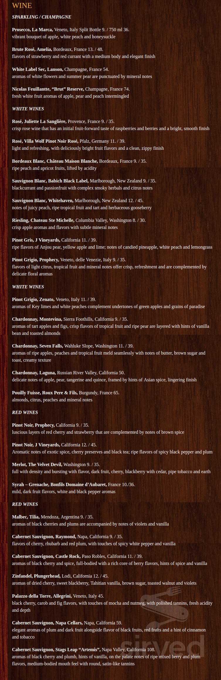 Historic Rocky Hill Inn & Tavern menu in Rocky Hill, New Jersey, USA