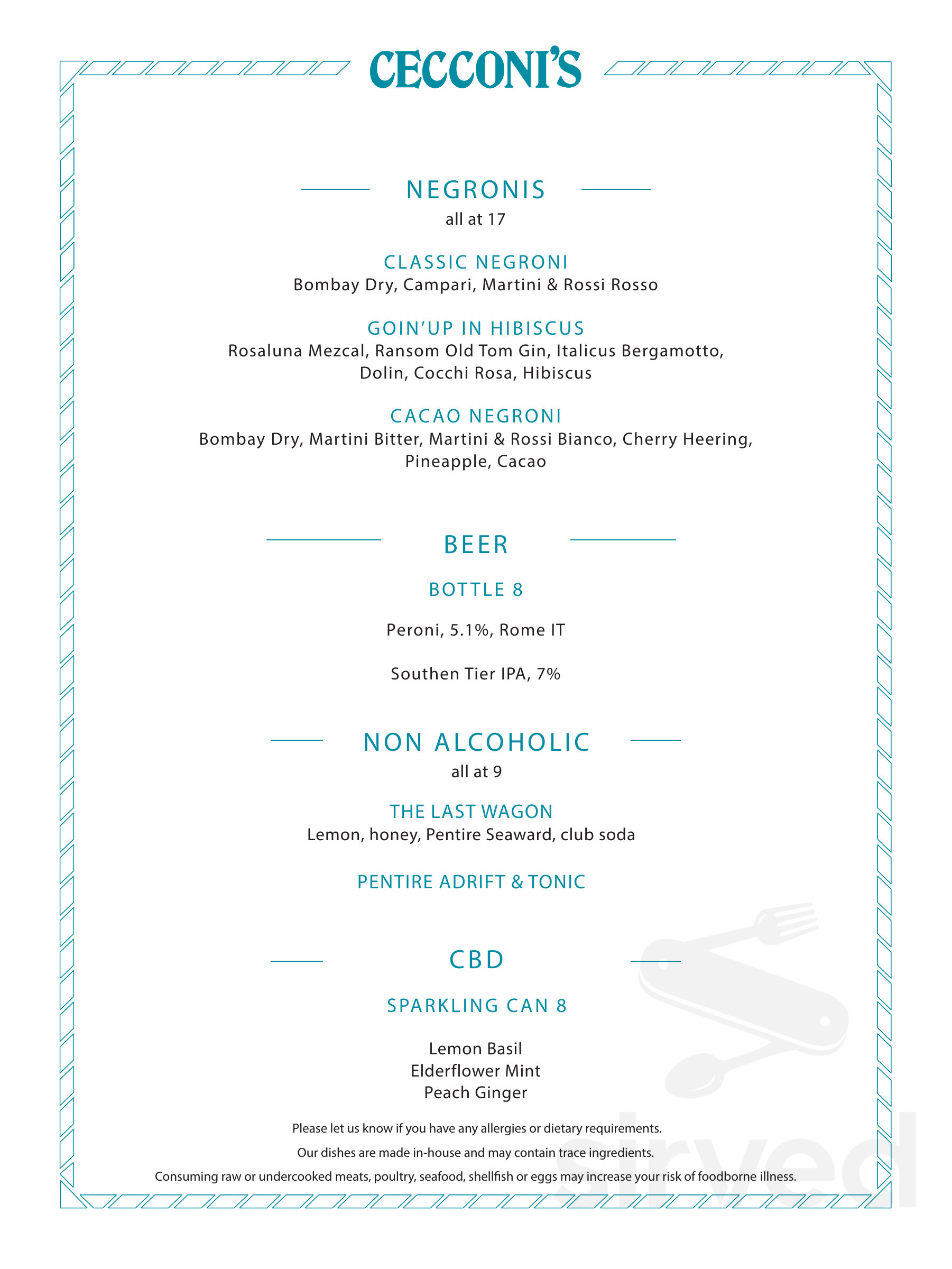 Menu - Brooklyn NY's Cecconi's Dumbo | Sirved