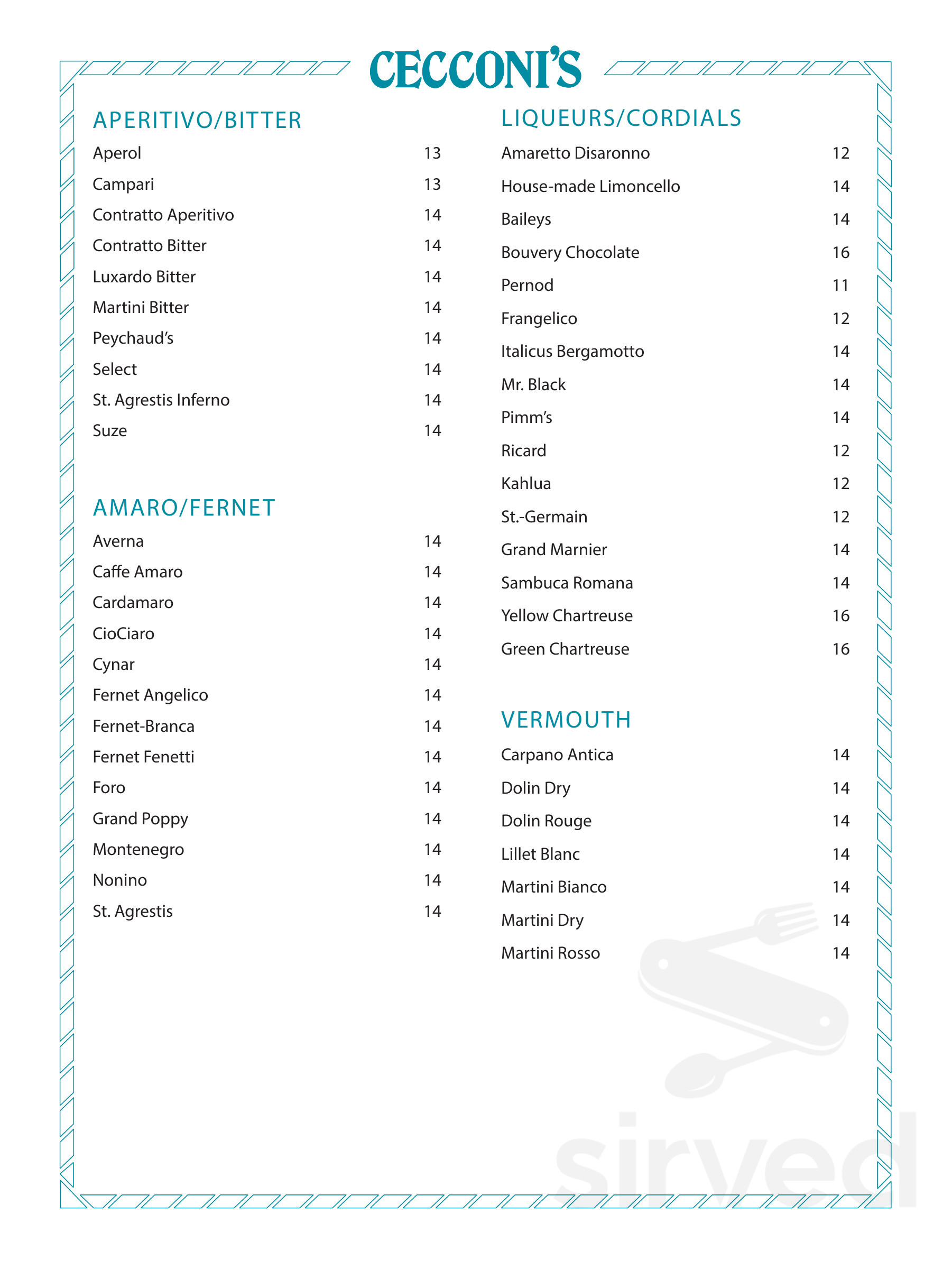 Menu - Brooklyn NY's Cecconi's Dumbo | Sirved