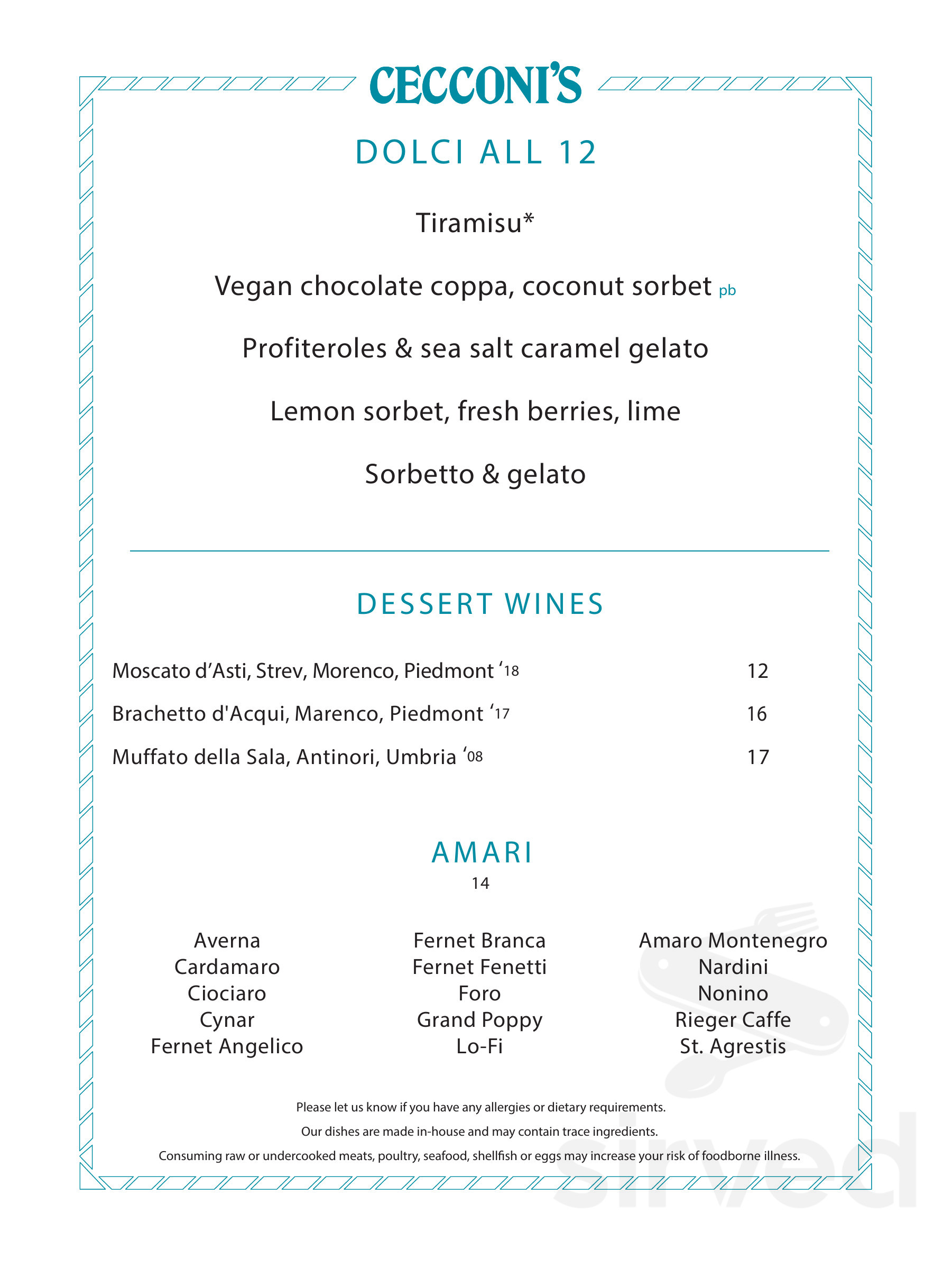Menu - Brooklyn NY's Cecconi's Dumbo | Sirved