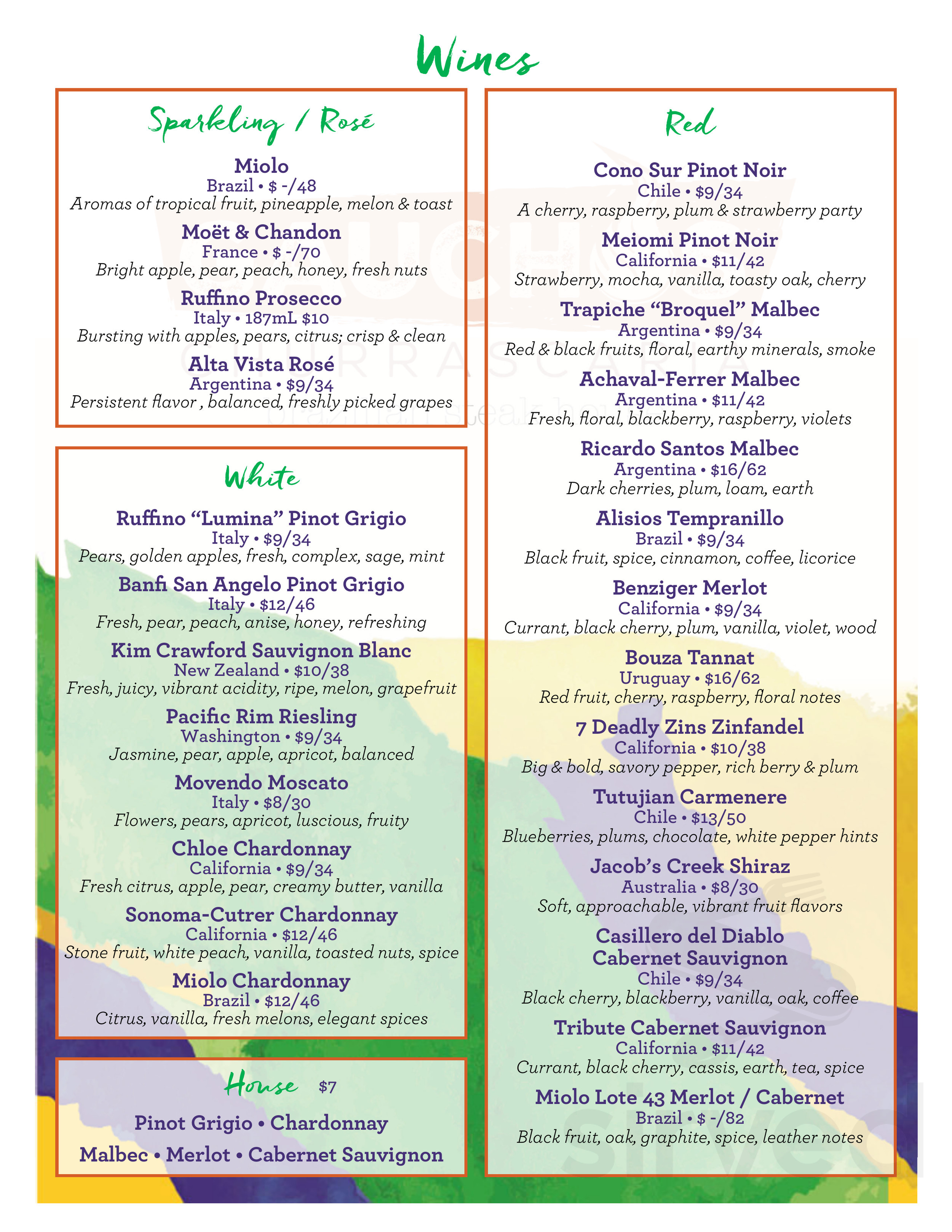 Gauchos Churrascaria Brazilian Steakhouse & Butchery menu in Manchester ...