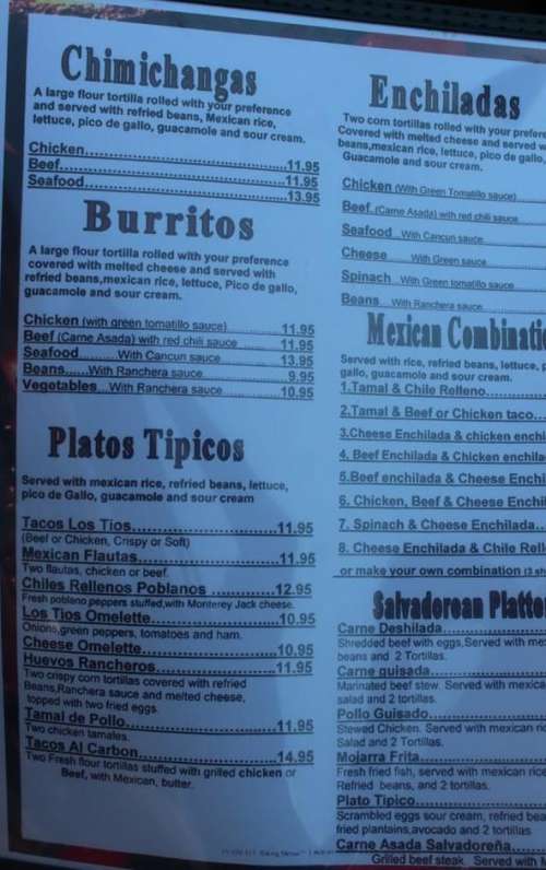 Los Tios Grill (Leesburg) menu in Leesburg, Virginia, USA