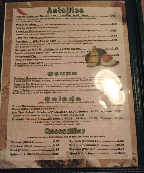 Los Tios Grill (Leesburg) menu in Leesburg, Virginia, USA