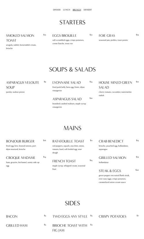 Hampton Street Vineyard menu in Columbia, South Carolina, USA