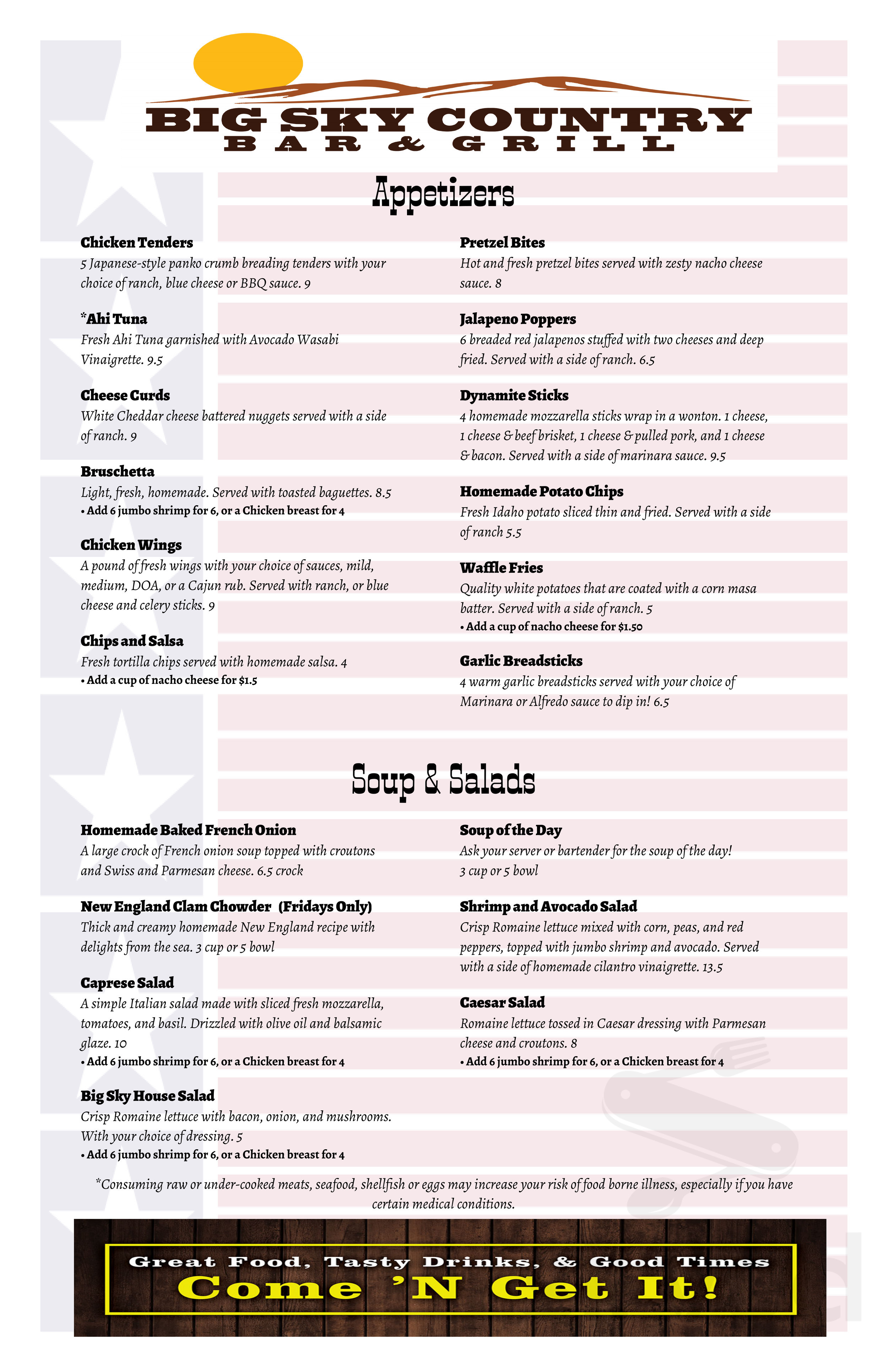 Big Sky Country Bar & Grill menus in Germantown, Wisconsin, United States